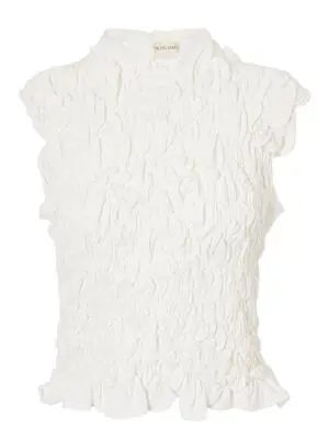 HEIRLOME Sloane Silk-Crepe Top Neutrals