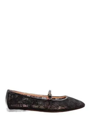 Roberto Festa Floral Strap Ballet Flats - Black