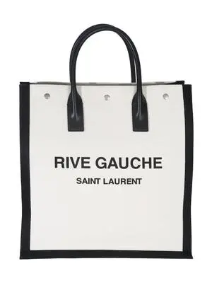 Saint Laurent Linen Rive Gauche Tote - Beige