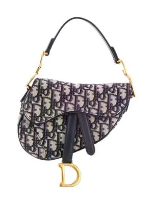 Dior Saddle Handbag Oblique Canvas Mini Shoulder Bag Blue