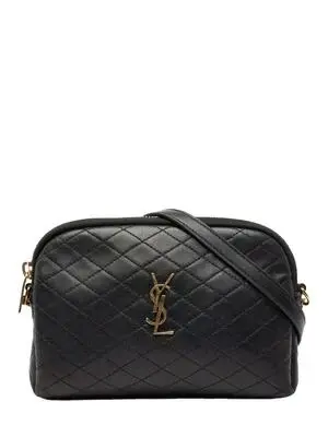 Saint Laurent Mini Quilted Lambskin Gaby Zippered Pouch Crossbody Bag - Black