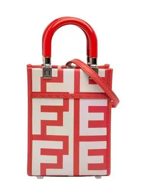 Fendi Mini Leather Sunshine Shopper Tote Satchel White