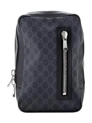 Gucci Soft Zip Sling Bag Gg Coated Canvas - Black