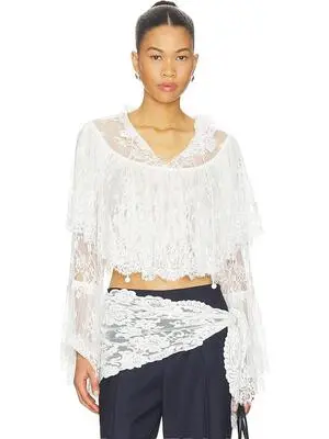 Sea Holden Embroidery Long Sleeve Blouse - White
