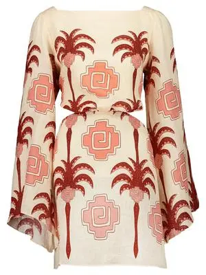 Johanna Ortiz Wave After Wave Linen Mini Dress - Pink