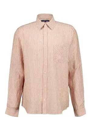Frescobol Carioca Pale Copper Striped Linen Shirt - Orange