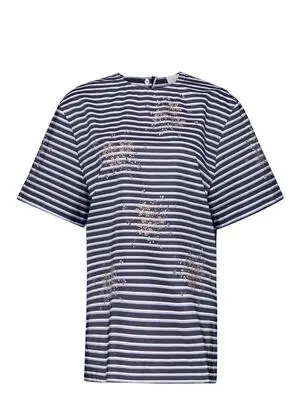 Rabanne Striped Embroidered T-shirt - Multicolour
