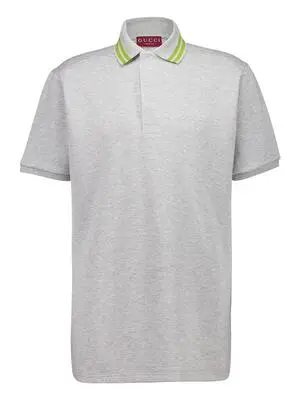 Gucci Grey Mélange Cotton Piquet Polo Top Grey