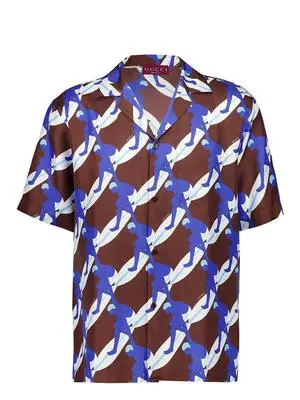 Gucci Brown Printed Silk Bowling Shirt - Multicolour
