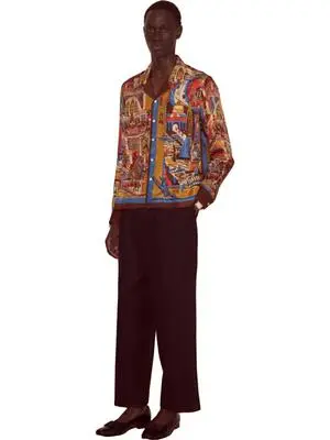 BODE Manhattan Island Silk Long Sleeve Shirt - Multicolour