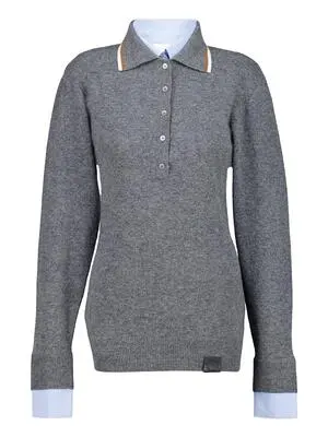 Stella McCartney Mélange Wool-cotton Polo - Grey