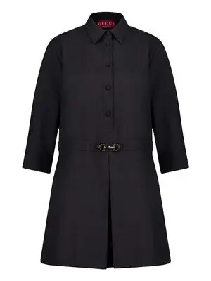 Gucci Wool Mini Dress With Horsebit Detail - Grey