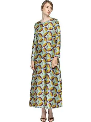 PAULA Aquageo Printed Silk Twill A-line Dress - Multicolour