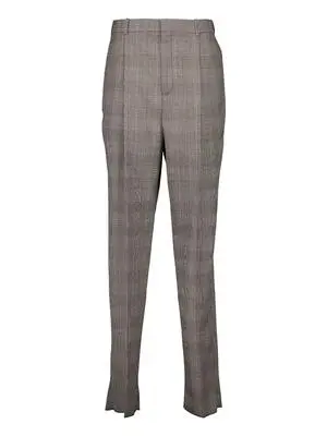 Saint Laurent Prince Of Wales Wool Pants - Grey
