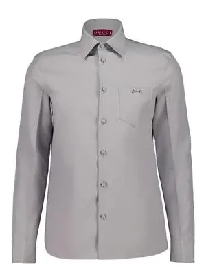 Gucci Light Panama Shirt With Horsebit - Grey