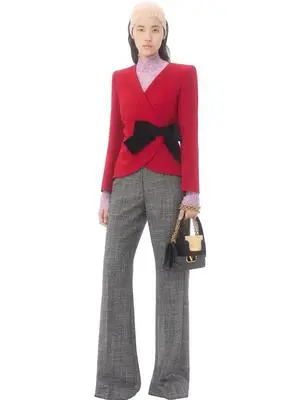 Valentino Garavani Wool Mouliné Palazzo Trousers - Grey