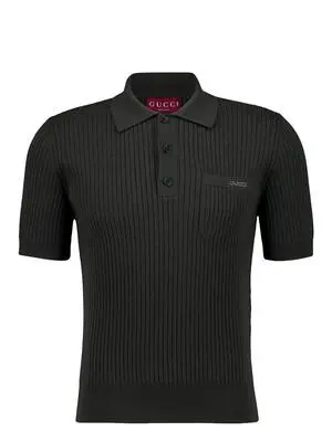 Gucci Forest Green Wool Knit Polo Shirt - Grey