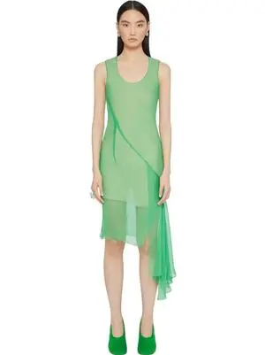 Givenchy Silk Chiffon Dress With Ruffle Detail - Green
