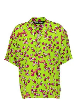 Palm Angels Lime Fuchsia Cherries Shirt Green