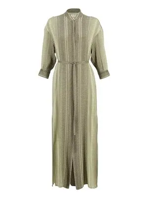 Zeus+dione Textured Silk Shirt Dress - Green