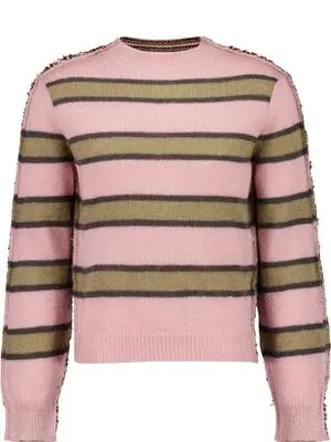 Marni Striped Mohair Wool Crewneck - Pink