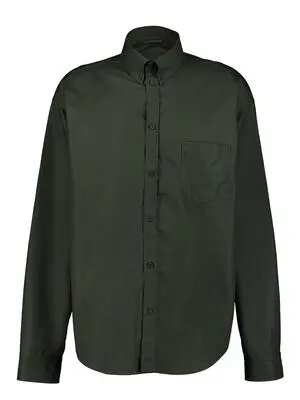 Balenciaga Khaki Logo Print Long Sleeve Shirt - Green