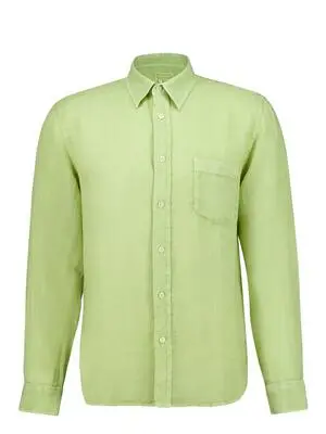 120% Lino Apple Soft Linen Regular-fit Shirt - Green
