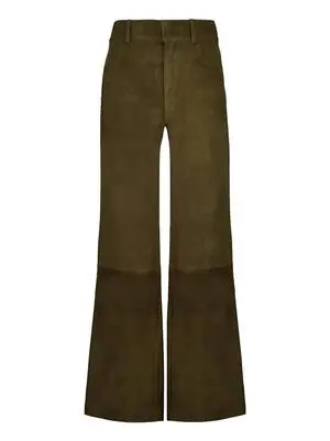 PAULA Alice Fir Wide-leg Suede Pants - Green
