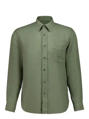 120% Lino Khaki Linen Regular-Fit Shirt Green