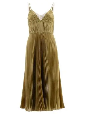 Prada Pleated Midi Dress Gold