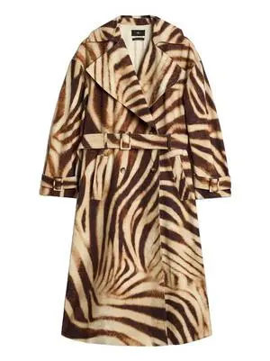 7 For All Mankind Canvas Zebra Trench Coat - Animal Print