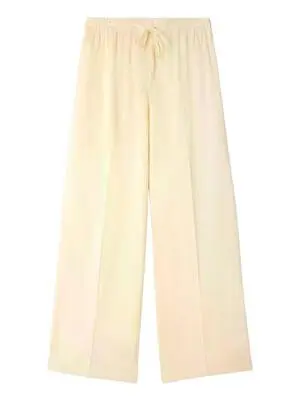 Sandro Sandro Drawstring Wide-Leg Satin Trousers Neutrals