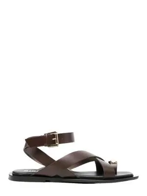 BIBI LOU Flat Buckle Strap Sandals - Brown