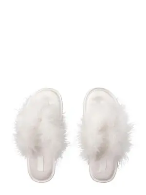 SKIMS Faux Feather Thong Slippers - Ivory