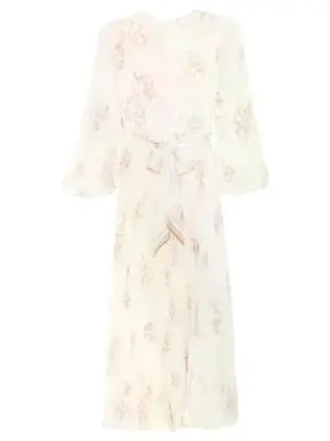 Zimmermann Sunray Midi Dress Neutrals