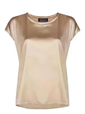 GIANLUCA CAPANNOLO Satin-finish Short-sleeve T-shirt - Neutrals
