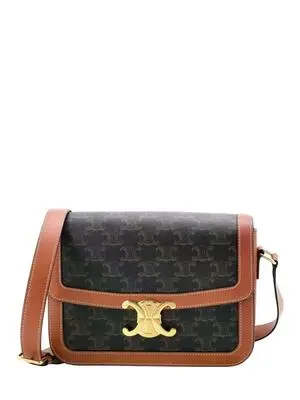 Celine Triomphe Coated Canvas Medium Shoulder Bag - Brown