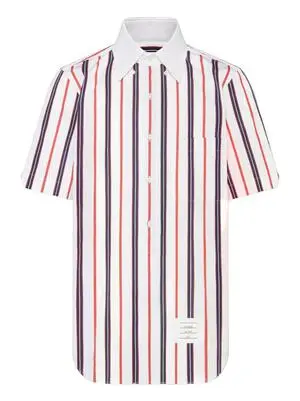 Thom Browne Poplin Repp Stripe Short Sleeve Shirt - White