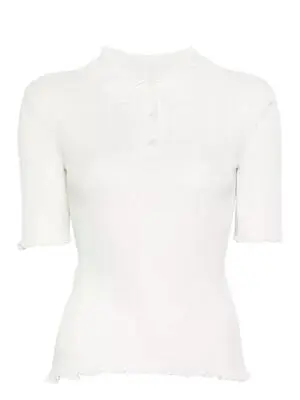 Victoria Beckham Cotton Polo Top - Neutrals