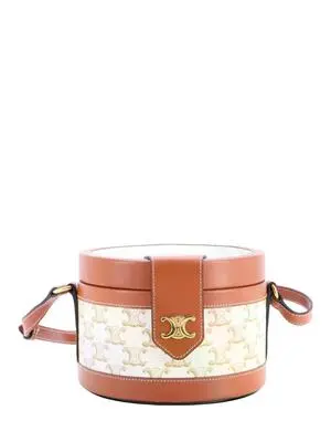 Celine Tambour Triomphe Coated Canvas Medium Crossbody Bag - Brown