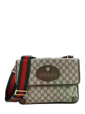 Gucci Neo Vintage Flap Messenger Gg Coated Canvas Medium Crossbody Bag - Brown