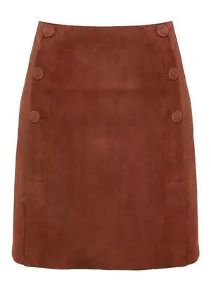 YVES SALOMON Button Detailed A-line Mini Skirt - Brown