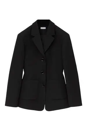 Loewe Wool Twill Tailored Jacket - Black