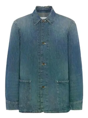 MAISON MARGIELA Distressed Cotton Button-up Jacket - Blue