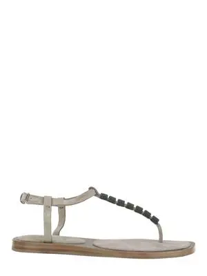 Brunello Cucinelli Beaded-strap Sandals - Grey