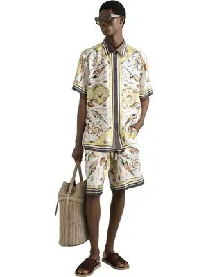 Dolce & Gabbana Shell Printed Silk Twill Shorts - Yellow