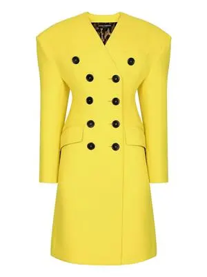 Dolce & Gabbana Double-breasted Woolen Coat - Yellow
