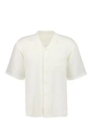 120% Lino Short-sleeve Relaxed Fit Linen Shirt - White