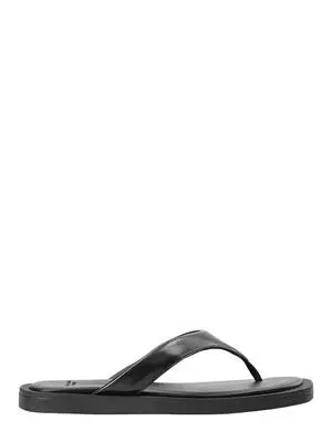 COPENHAGEN  Leather Flat Sandals - Black
