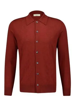 PIACENZA CASHMERE 1733 Merino Wool Silk Button-up Shirt - Red